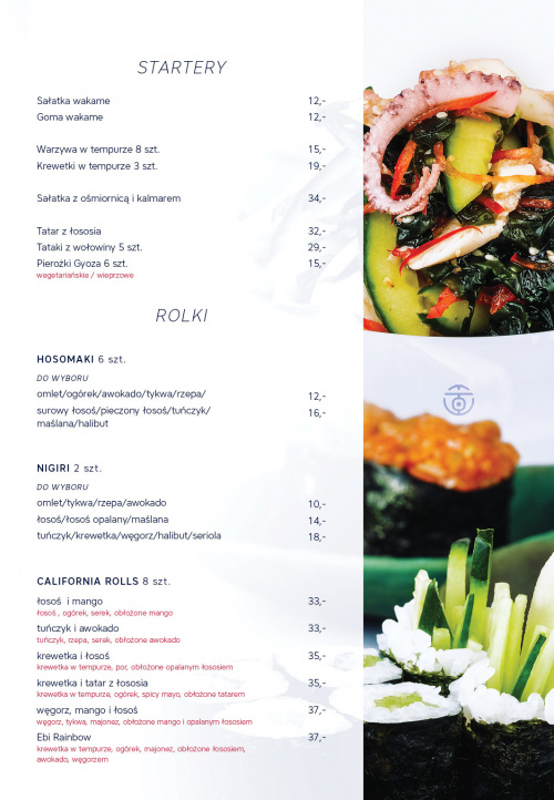 Menu restauracji ToSushi - Lesznowola, Piaseczno